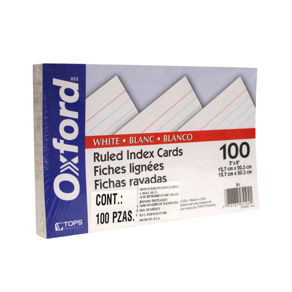 TARJETA 5X8 RAYADA PQTE C/100 | Tarjetas y Tarjeteros | OfficeMax - Kiosko