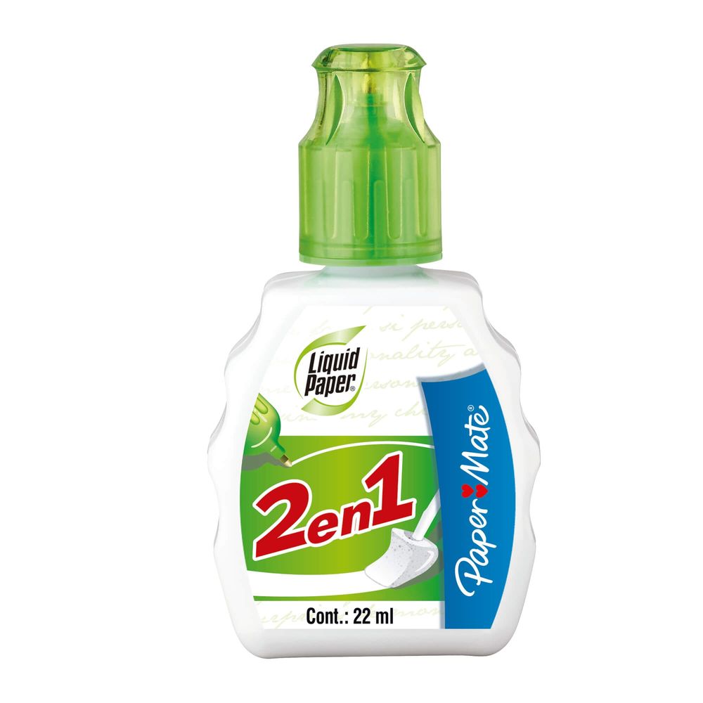 Corrector Liquid Paper 2 en 1, 22 ml, Brocha y Pluma, 1 pieza ...