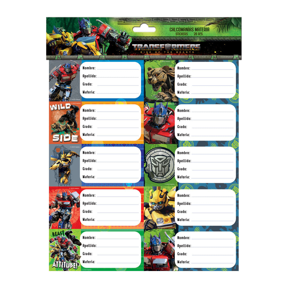 Etiquetas Escolares Granmark Transformers 20 piezas | Stickers ...