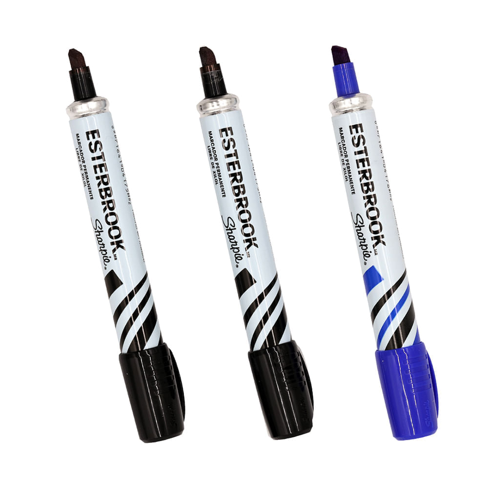 Marcadores Permanentes Sharpie Esterbrook Punta Cincel 3 piezas ...