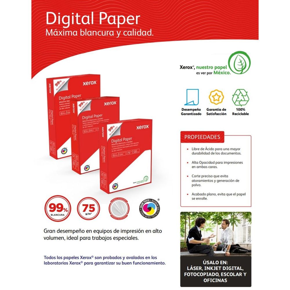 Paquete de Hojas Tamaño Oficio Multipropósito Xerox Digital Paper 99% ...