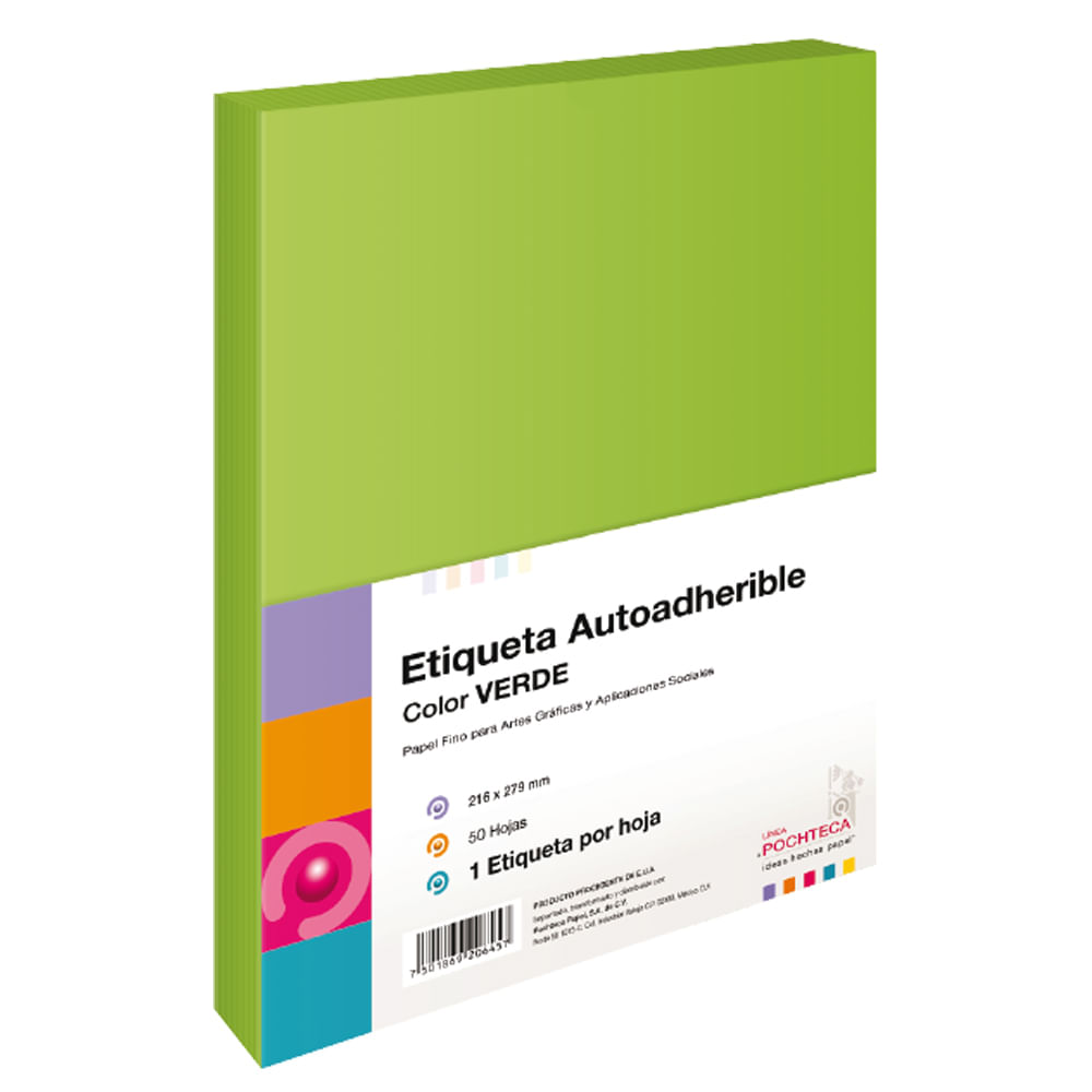 ETIQUETA AUTOADHERIBLE VERDE TAMANO CARTA 50 HOJAS | Etiquetas ...