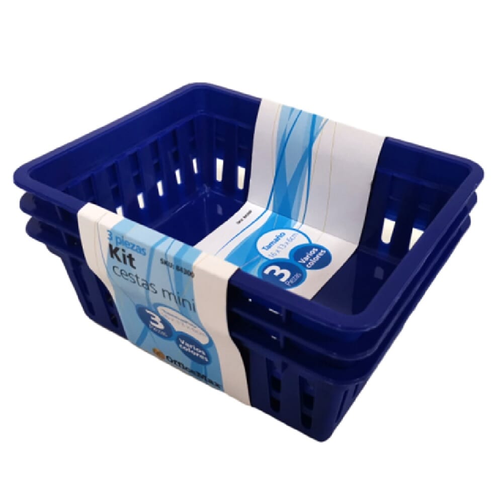 Mini Cestas OfficeMax Varios Colores 3 pzas | Cajas de Plástico - Kiosko